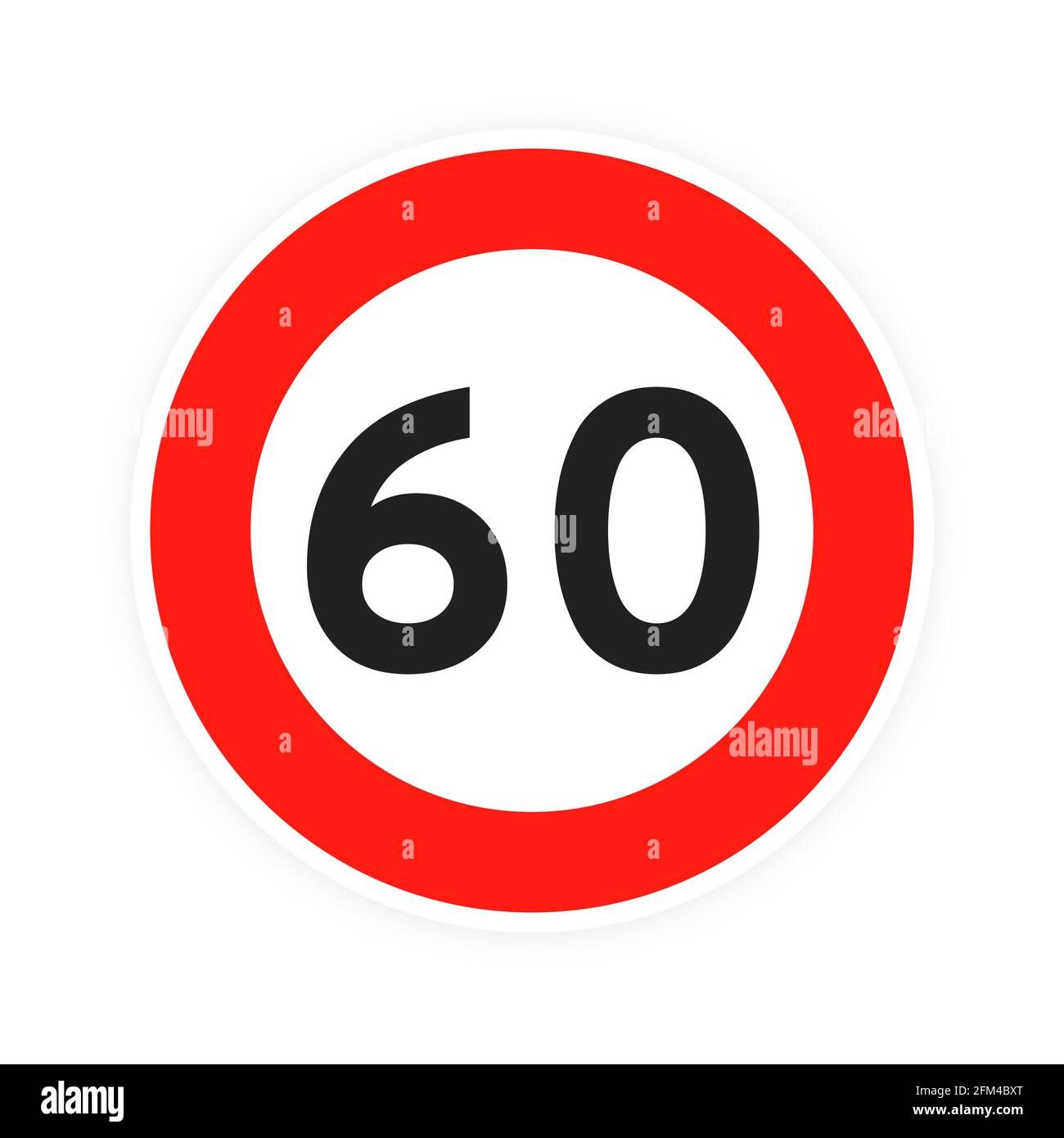 Speed limit 60 round road traffic icon sign flat style design vector ...