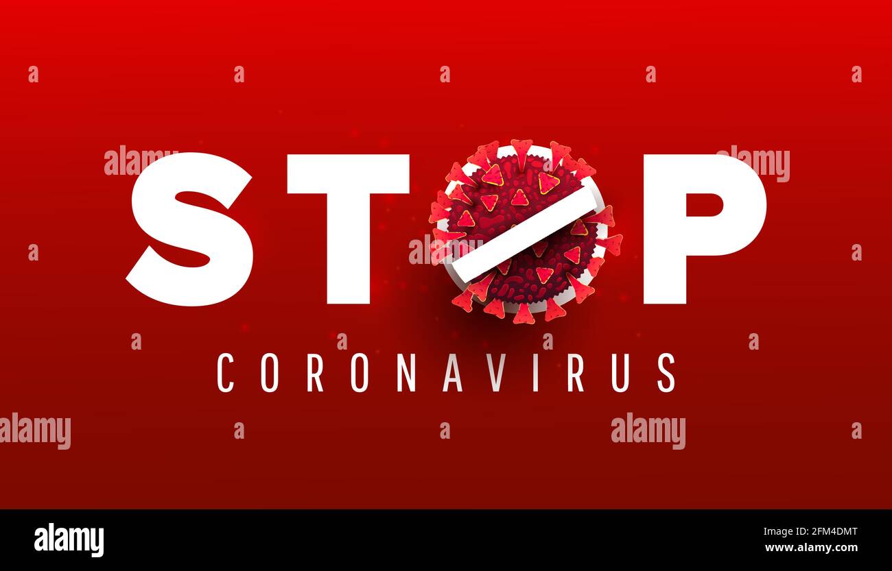 Sign caution coronavirus. Stop covid 19 banner illustration. Concept of ...