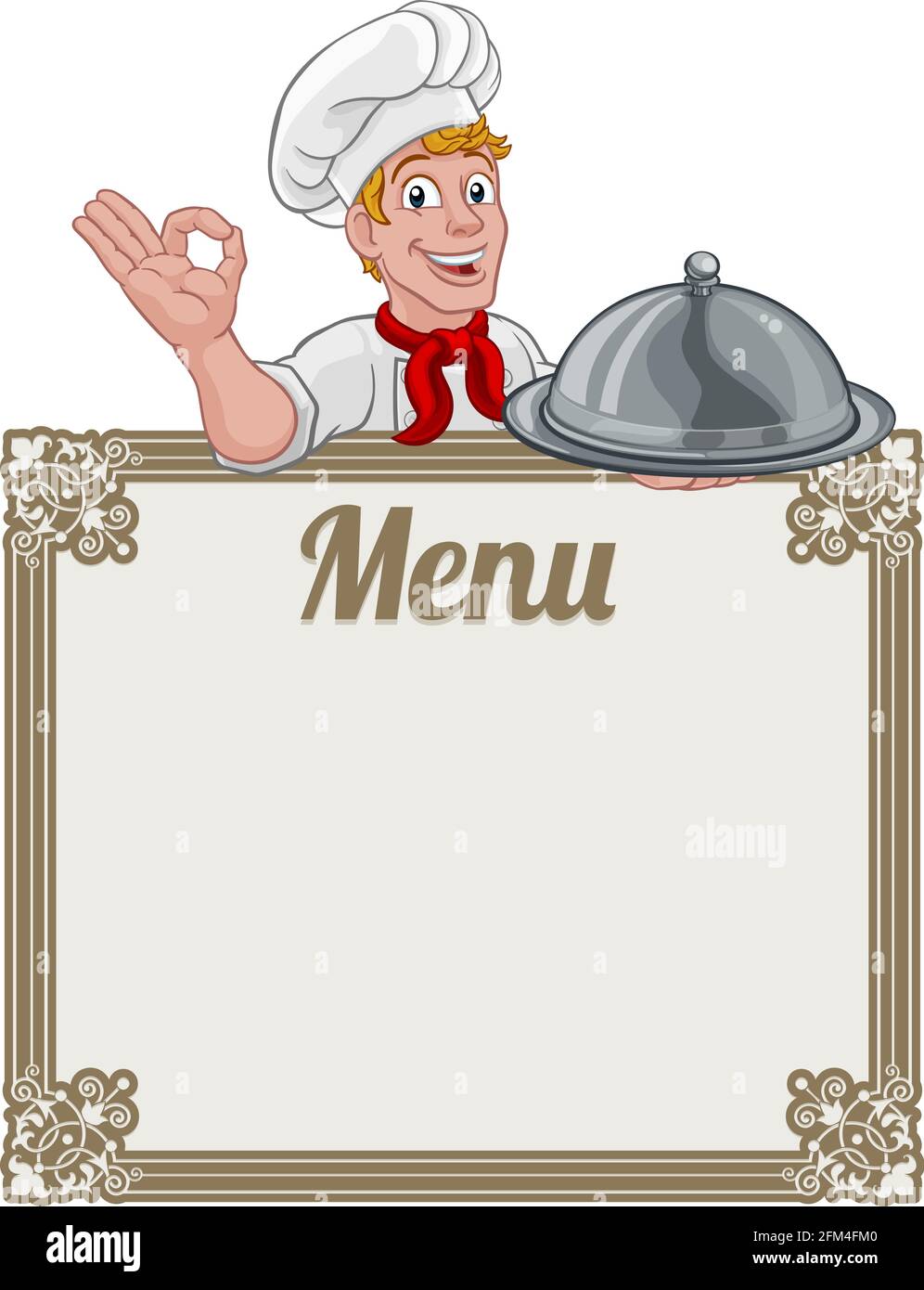 Chef Cook Baker Cartoon Man Menu Sign Background Stock Vector Image ...