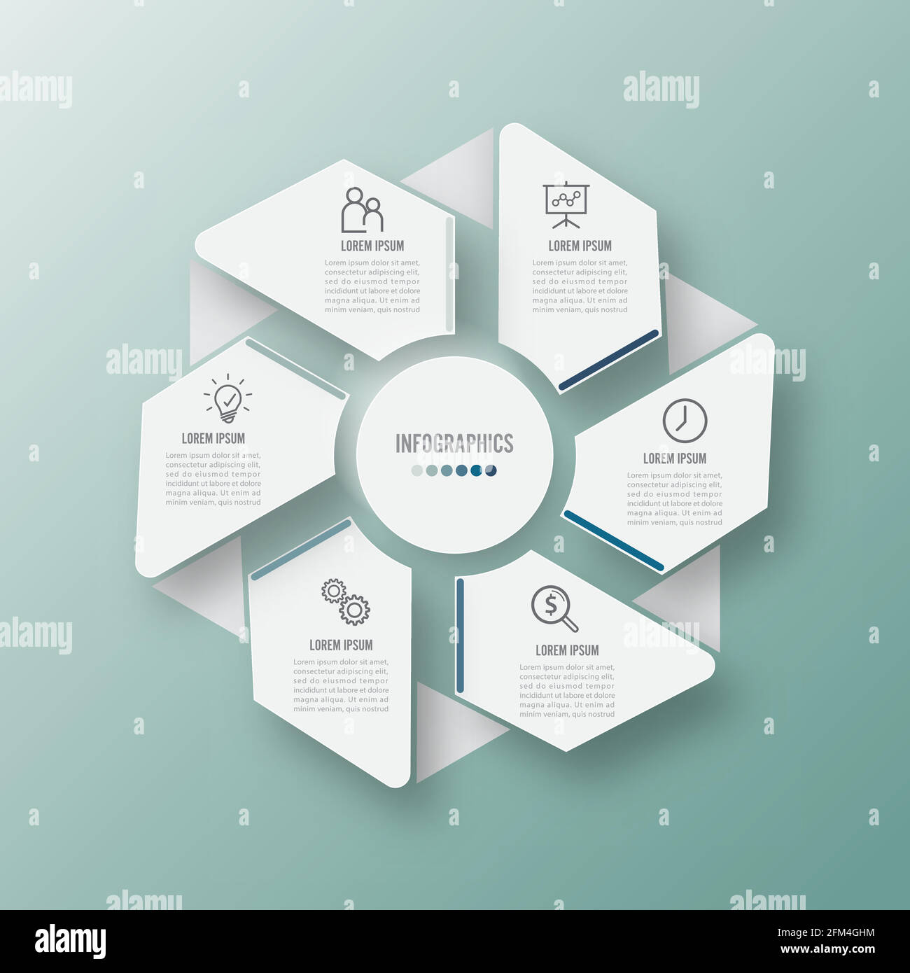 Vector illustration infographics 6 options. Template for brochure ...