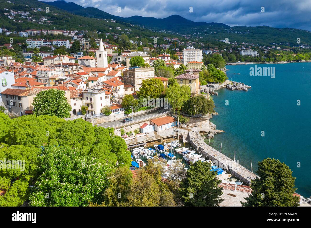 Aerial view of Lovran town in Croatia Stock Photo - Alamy
