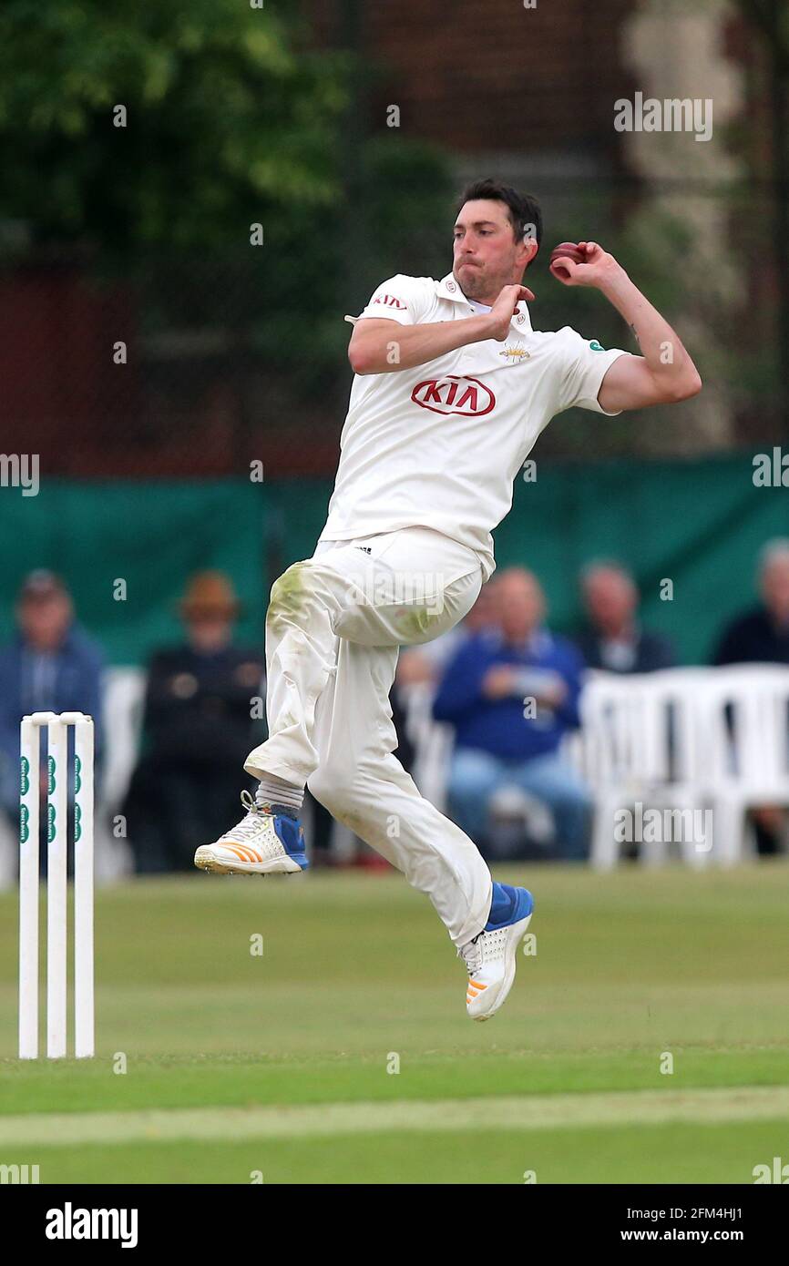 Mark Footitt in bowling action for Surrey during Surrey CCC vs Essex ...