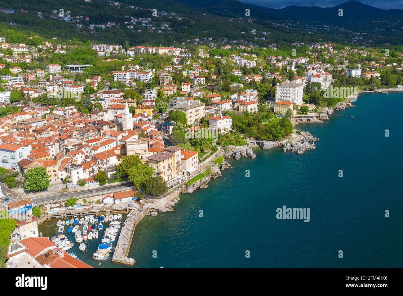 Aerial view of Lovran town in Croatia Stock Photo - Alamy