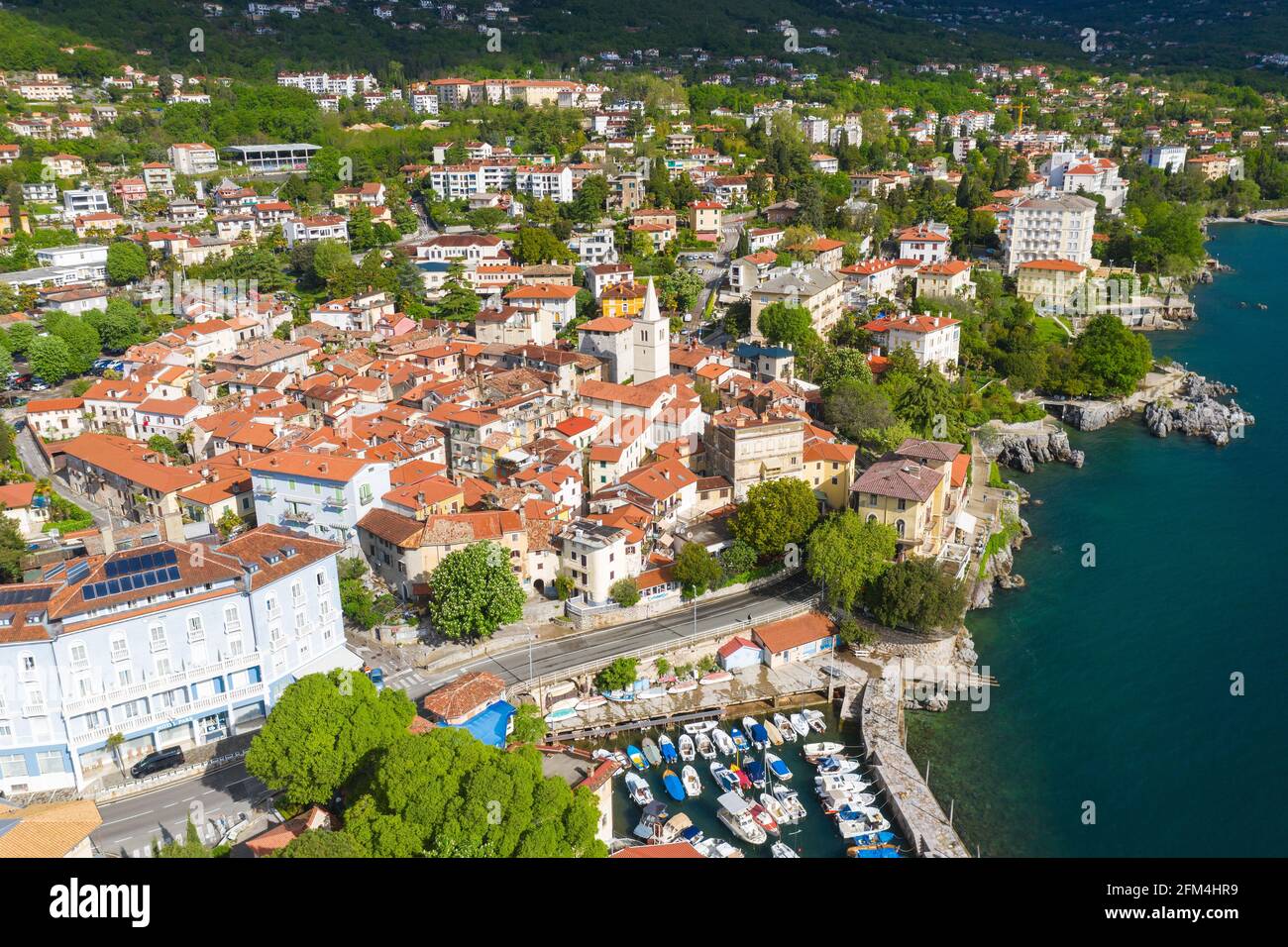 Aerial view of Lovran town in Croatia Stock Photo - Alamy