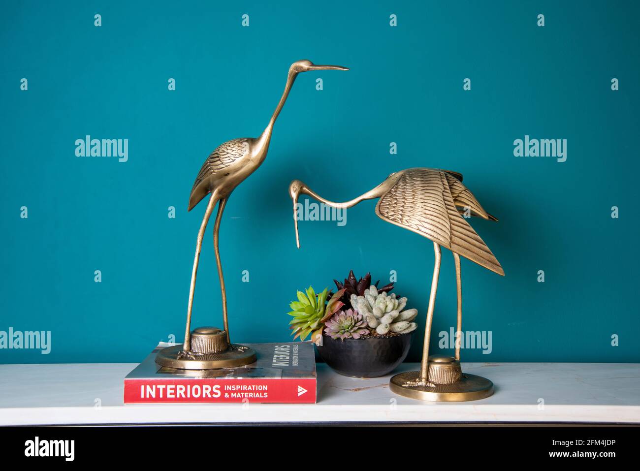 interior design with decorative objects and books Stock Photo - Alamy