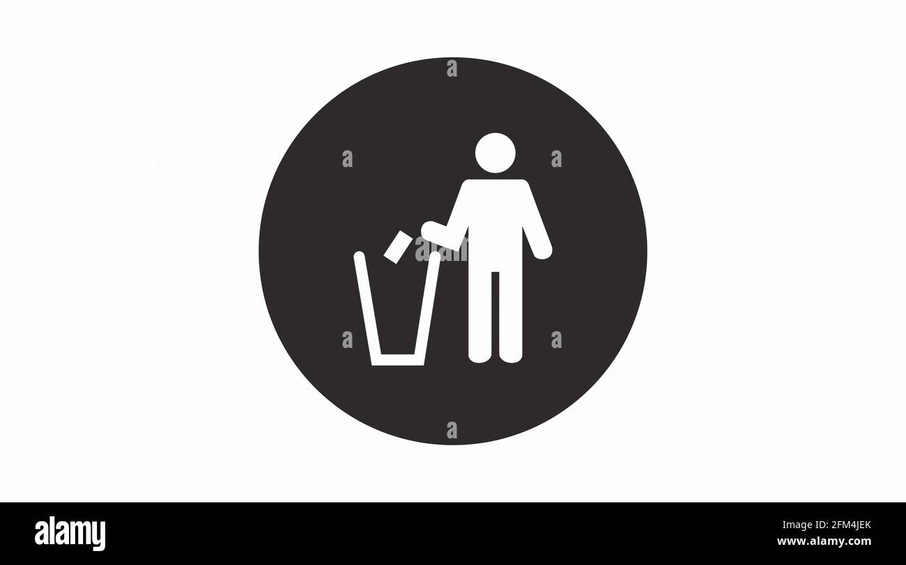 Litter sign. Litter icon. Black and white isolated illustration Stock ...