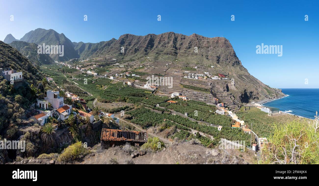 Lower valley of Hermigua on the island of La Gomera, Canary Islands, Spain Stock Photo - Alamy