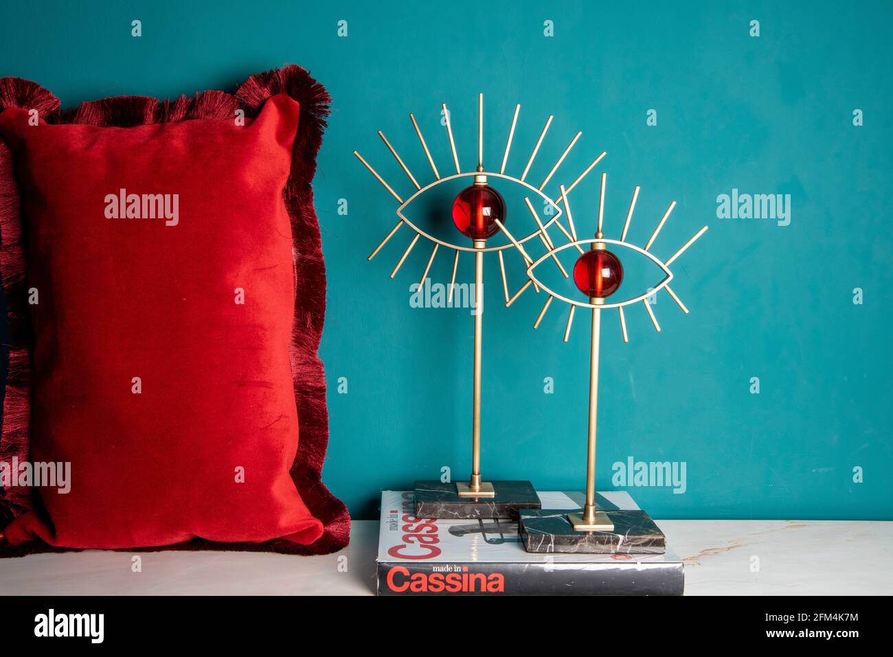 interior design with decorative objects and books Stock Photo - Alamy