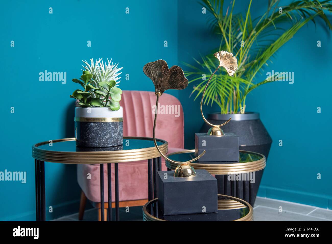 interior design with decorative objects and plants Stock Photo - Alamy