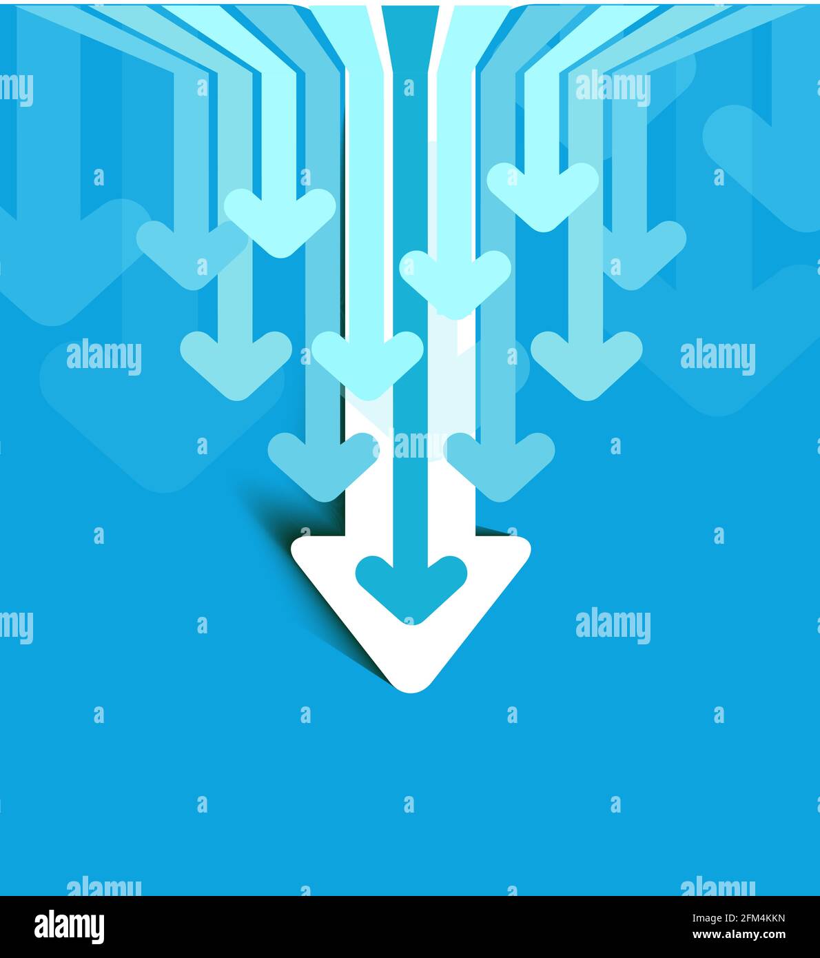 Abstract financial background with red arrows going down. Concept decrease. Vector illustration ...