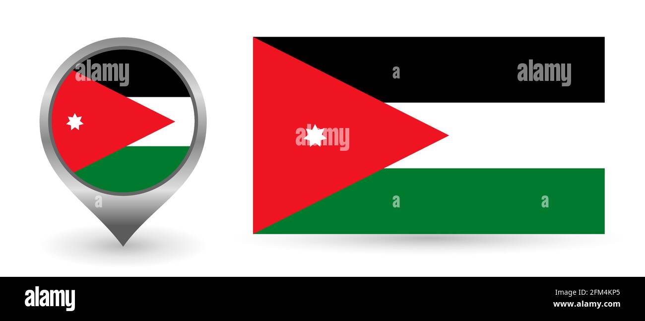 Vector flag Jordan. Location point with flag Jordan inside. Color ...