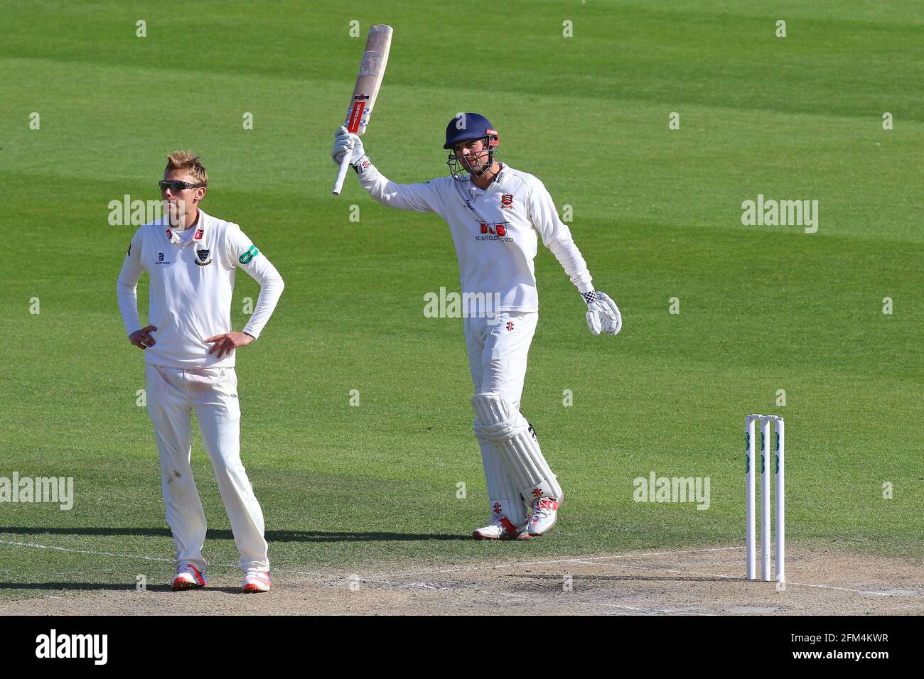 Alastair Cook of Essex celebrates scoring a century, 100 runs during ...