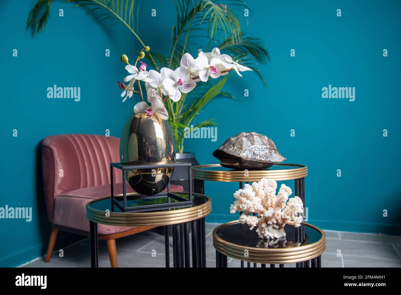 interior design with decorative objects and plants Stock Photo - Alamy