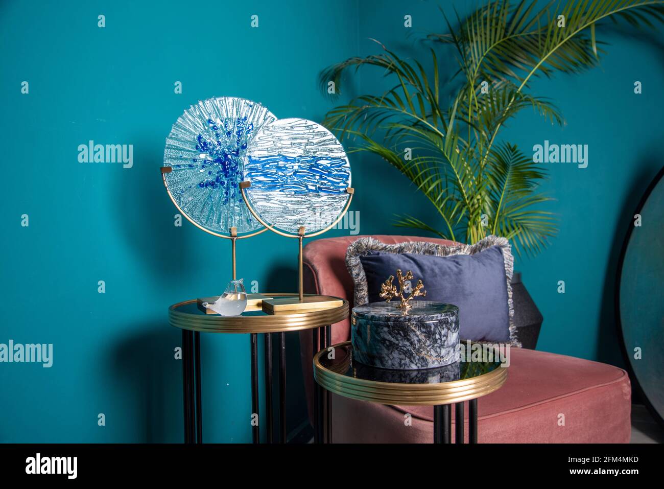 interior design with decorative objects and plants Stock Photo - Alamy