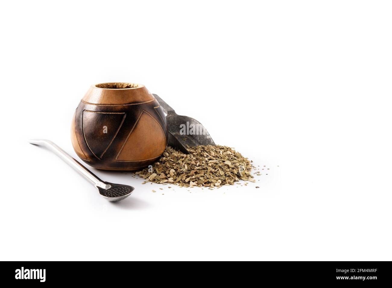 Yerba mate tea isolated on white background. Traditional Argentinian ...