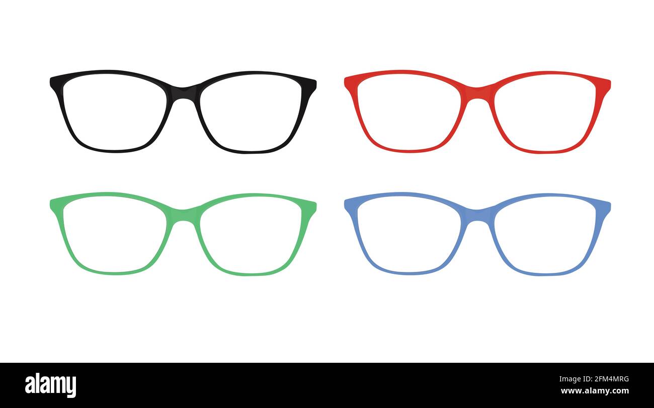 Different Color Glasses Frames. Vector isolated set of glasses icons ...
