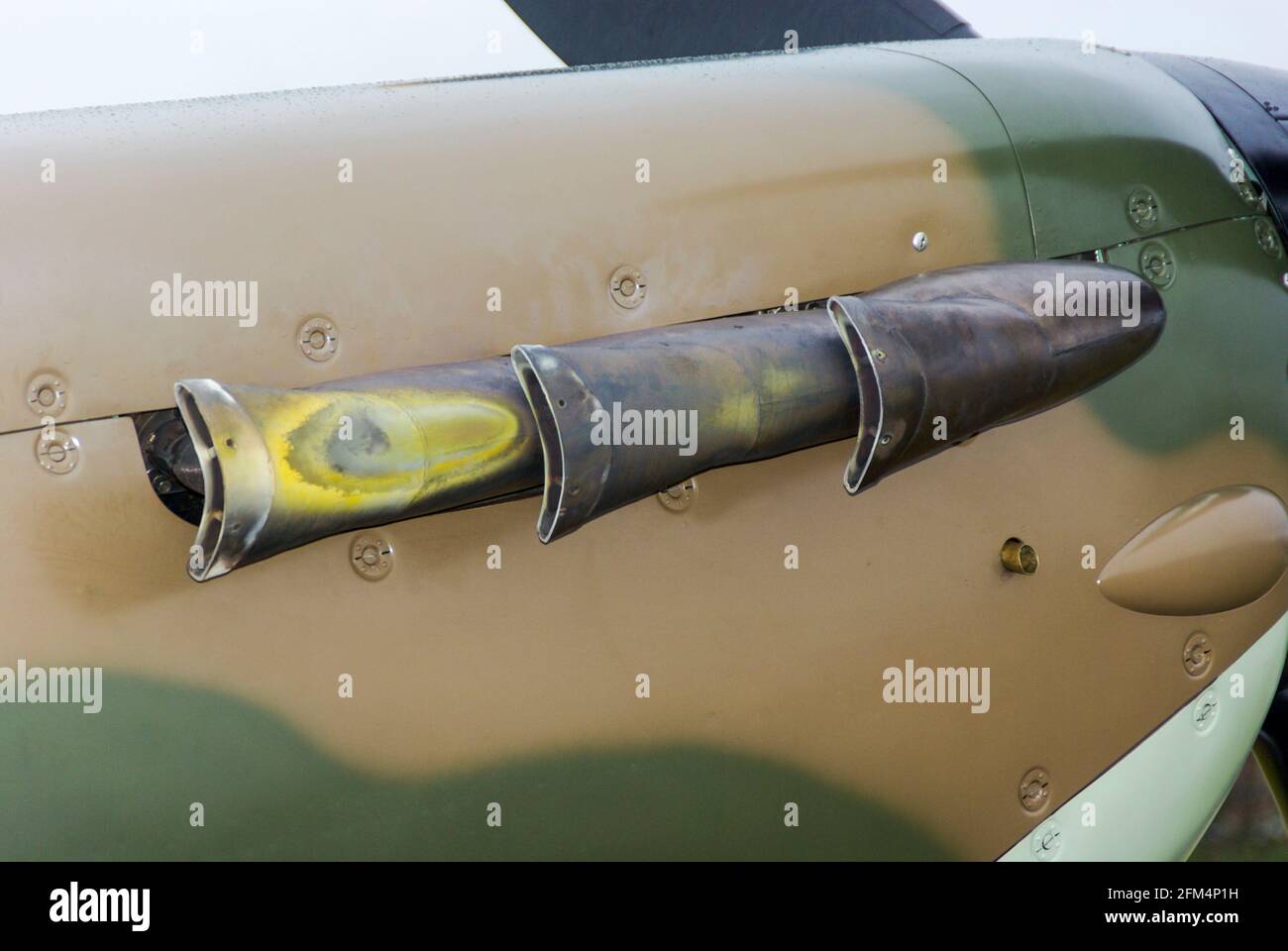 Exhaust stubs on an early Second World War RAF Supermarine Spitfire I ...