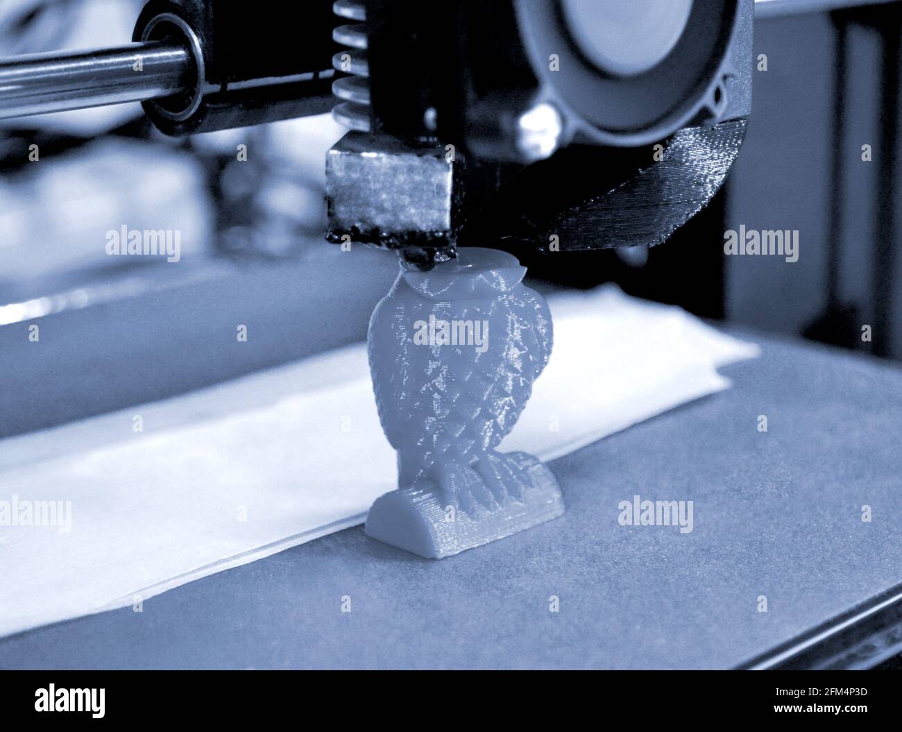 Modern 3D printer printing figure close-up. Automatic three dimensional ...