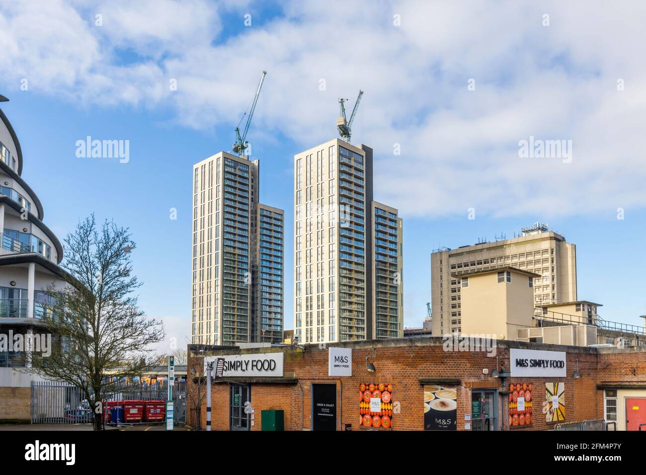Newly completed tall tower block buildings in Victoria Square towering ...