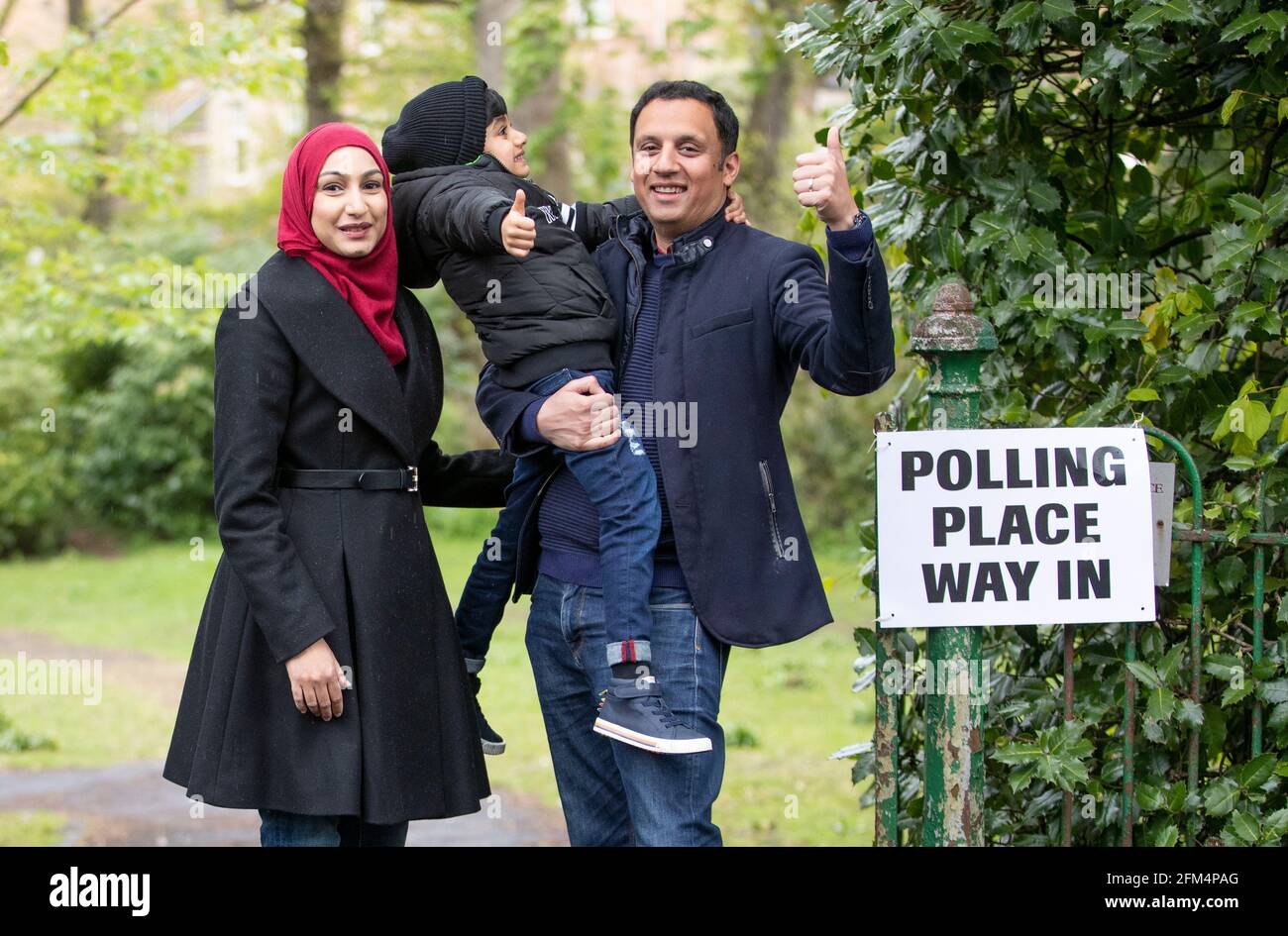 Scottish Labour party leader Anas Sarwar, with wife Furheen and son ...