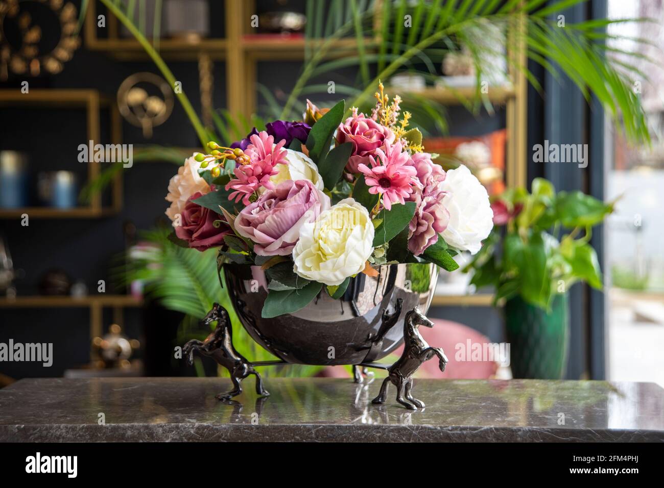 house interior design with decorative objects and plants Stock Photo ...