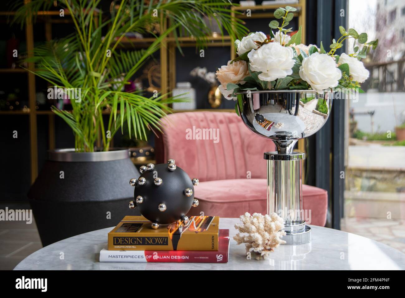 house interior design with decorative objects and plants Stock Photo ...