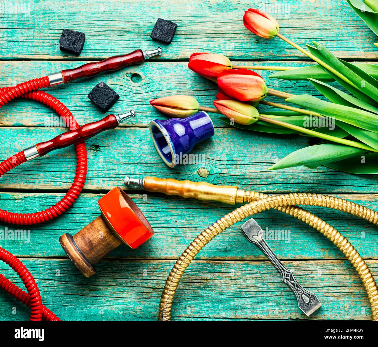 Modern hookah for smoking.Shisha with flower aroma.Flower hookah ...