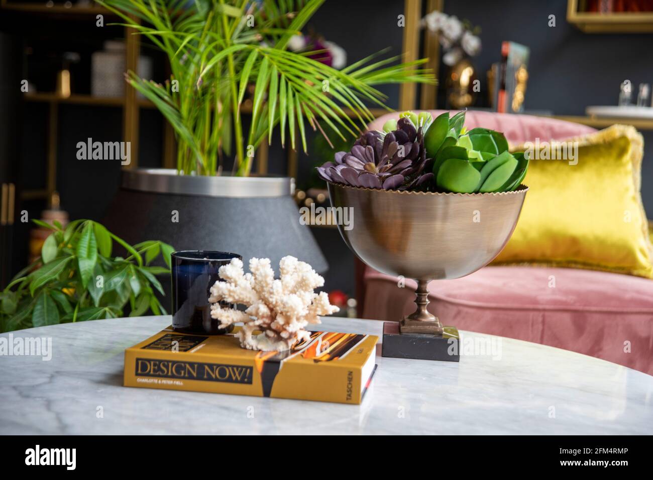 living room interior design with decorative objects Stock Photo - Alamy