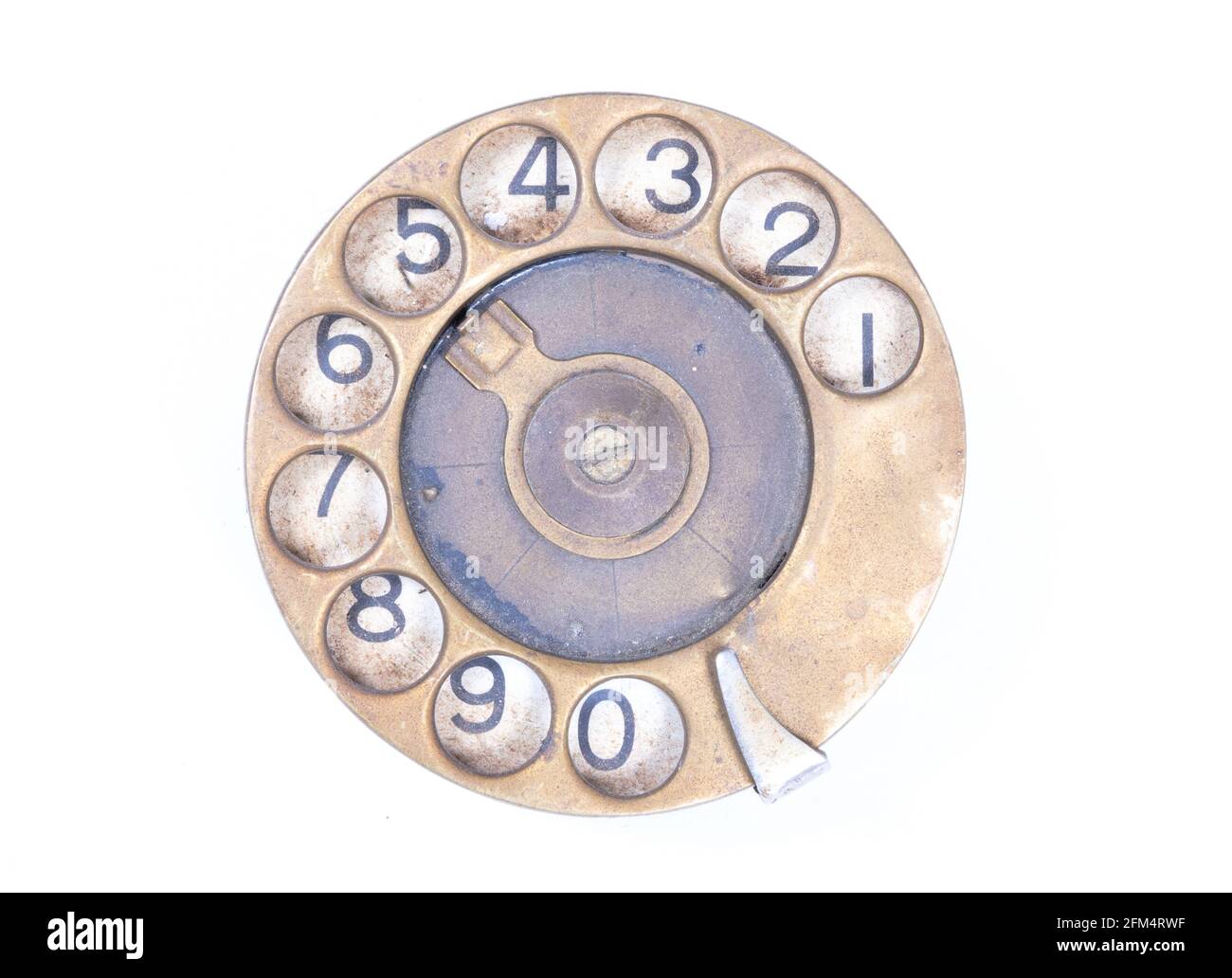 Old bronze antique rotary style telephone, closeup Stock Photo - Alamy