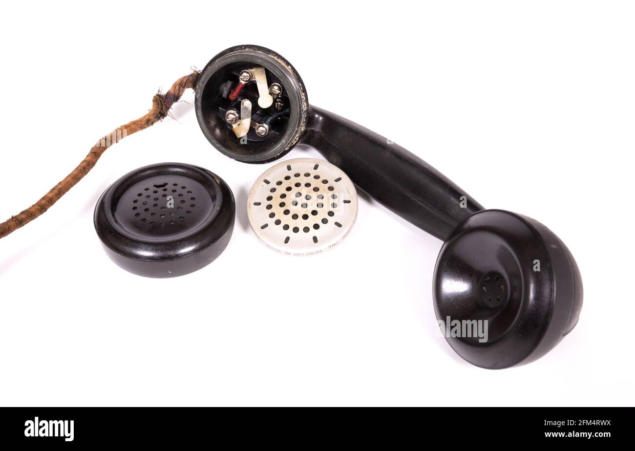 Vintage bakelite telephone horn, isolated on white Stock Photo - Alamy
