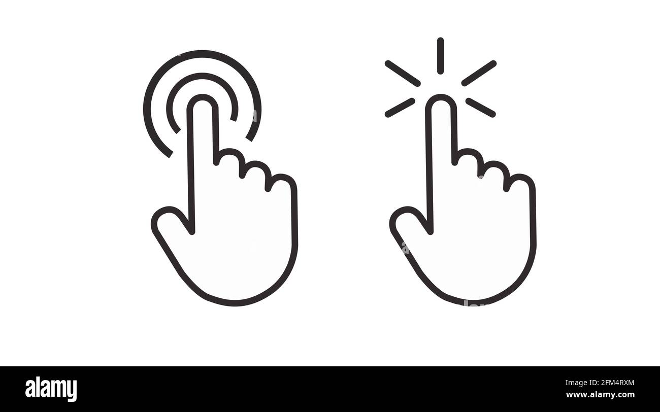 Hand click icon. Vector isolated black and white flat illustration ...