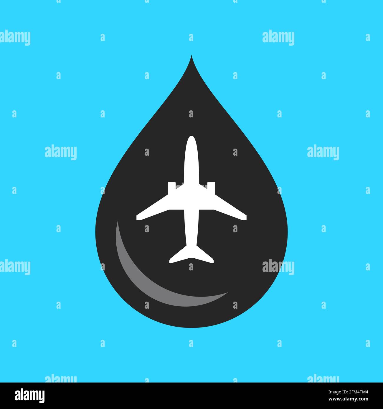 Black oil drop with airplane. Traveling environmental impact ...