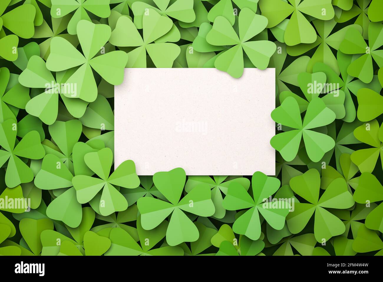 Cloverleaf background with an empty card for own text in the middle ...