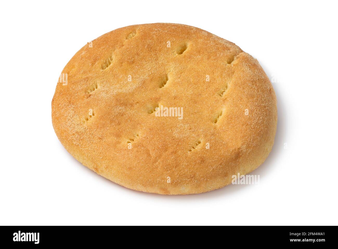 Single fresh baked traditional Moroccan semolina bread isolated on ...