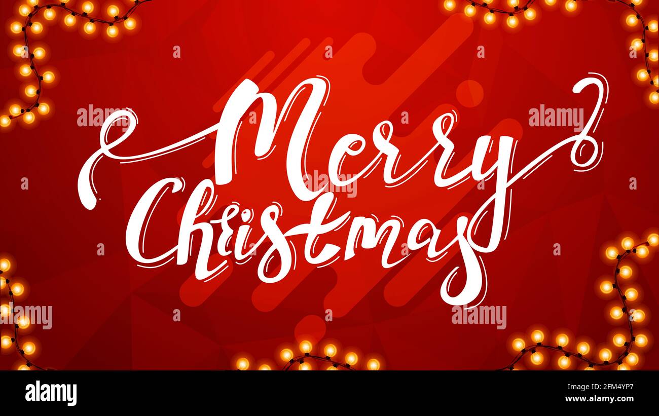Merry Christmas, beautiful lettering on red background for your arts ...