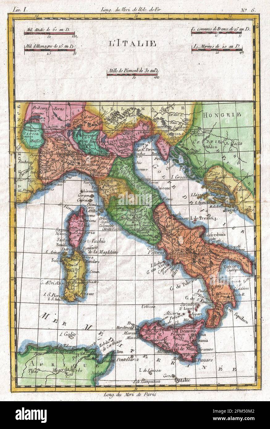 Vintage copper engraved map of Italy from 18th century. All maps are ...