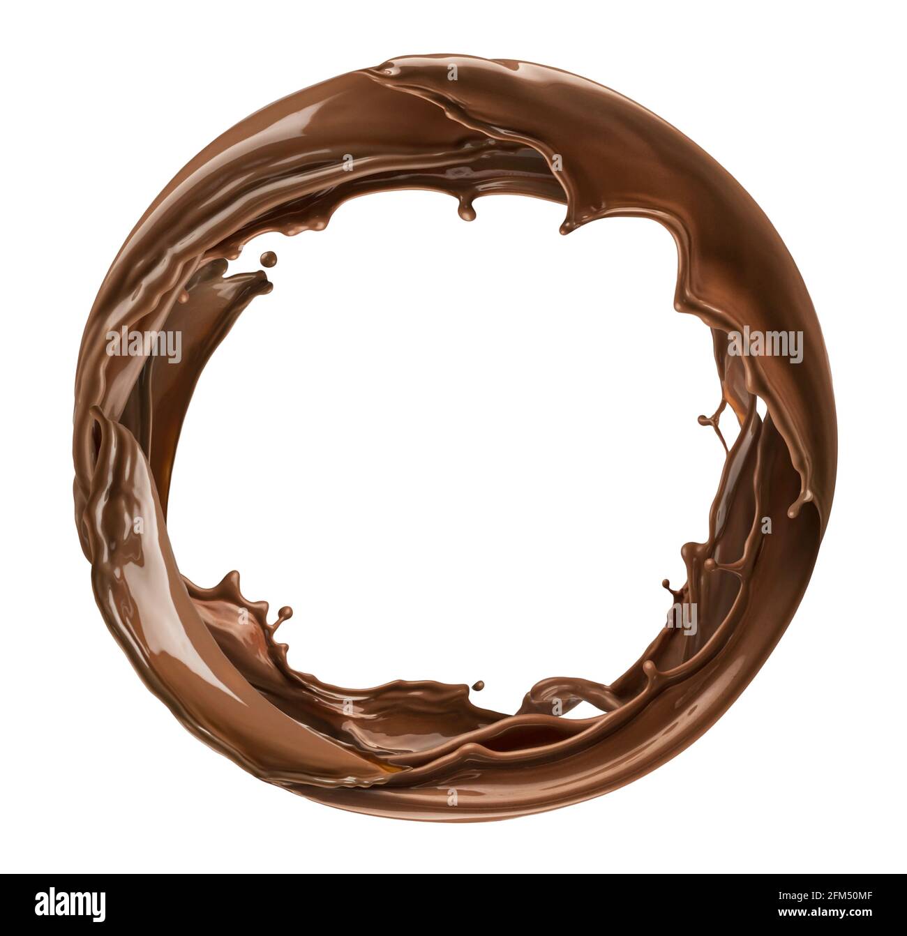 Circle chocolate splash isolated on white background Stock Photo - Alamy