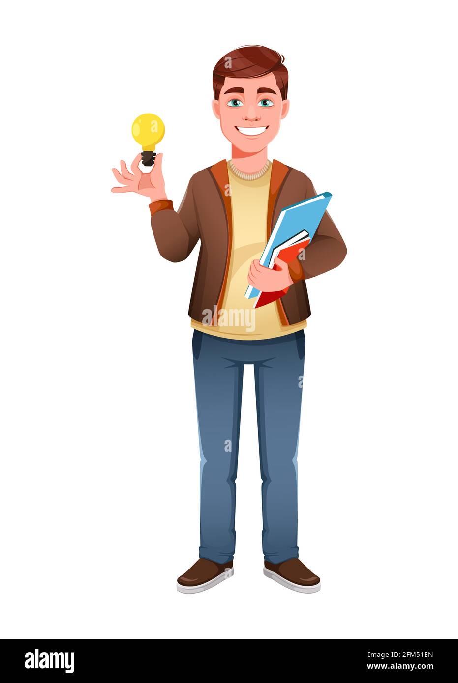 Handsome business man having a good idea. Young businessman cartoon ...