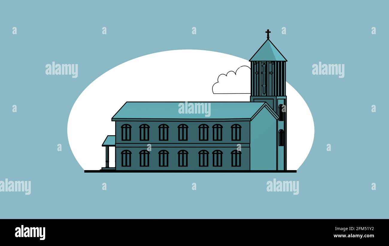 3D illustration - render of blue fabric falling down and cover ...