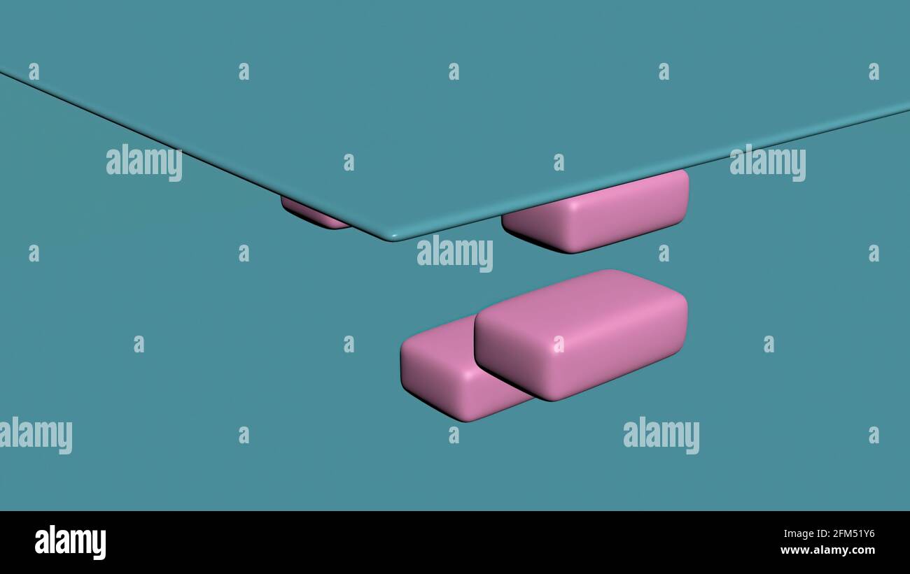 3D illustration - render of blue fabric falling down and cover ...