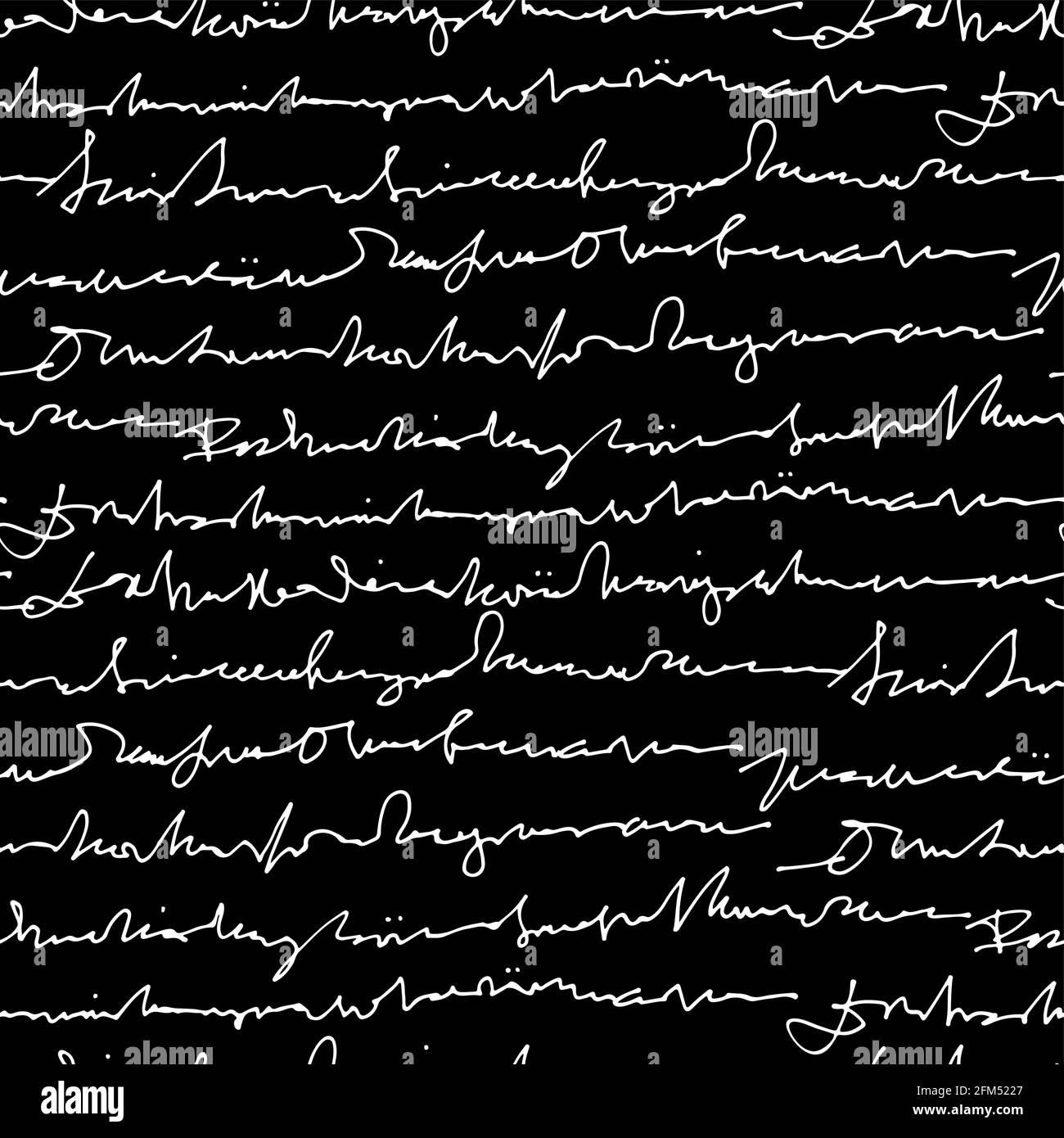 Handwritten Abstract Text Vector Seamless Pattern Vector Monochrome Script Isolated On Black