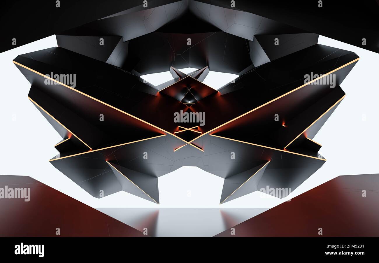 Abstract black space ship sci-fi concept object 3d render illustration ...