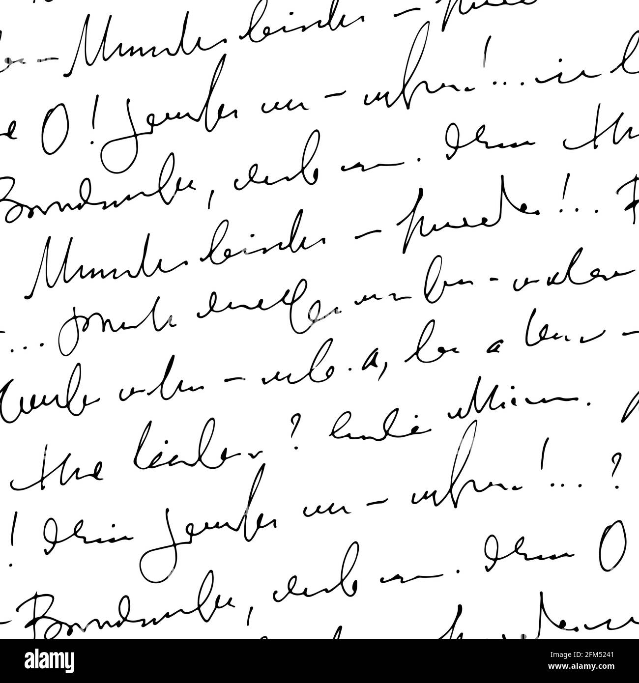 Handwritten abstract text vector seamless pattern, vector monochrome ...