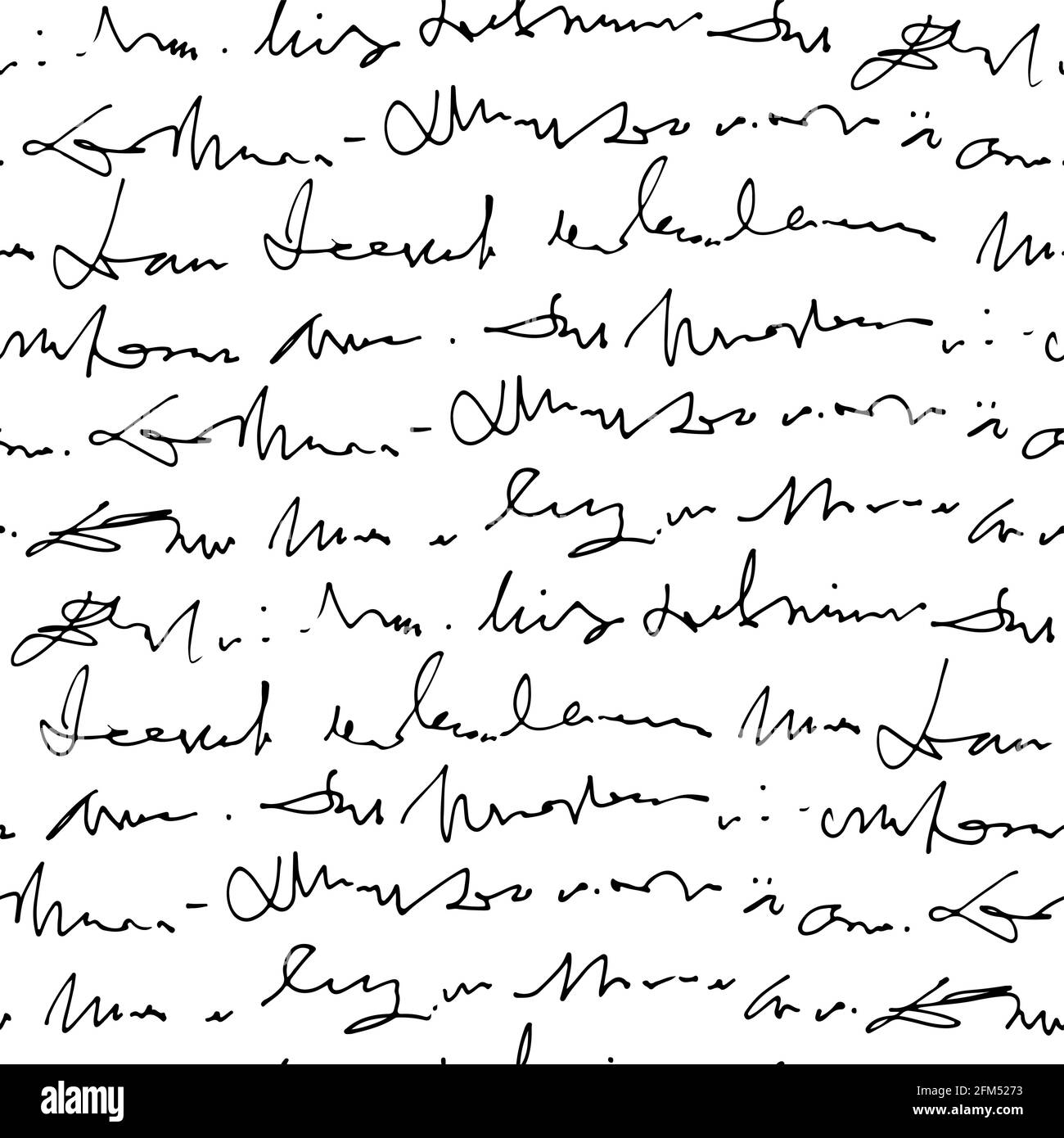 Handwritten abstract text vector seamless pattern, vector monochrome ...