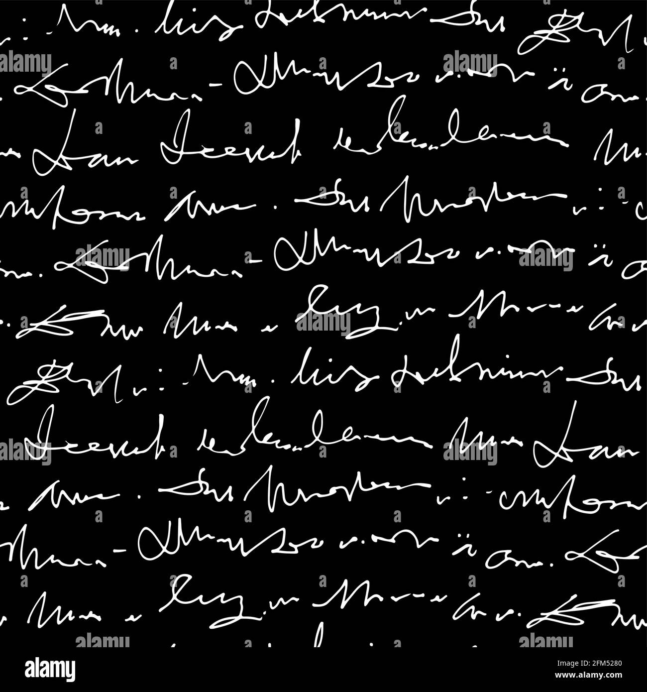Handwritten abstract text vector seamless pattern, vector monochrome ...