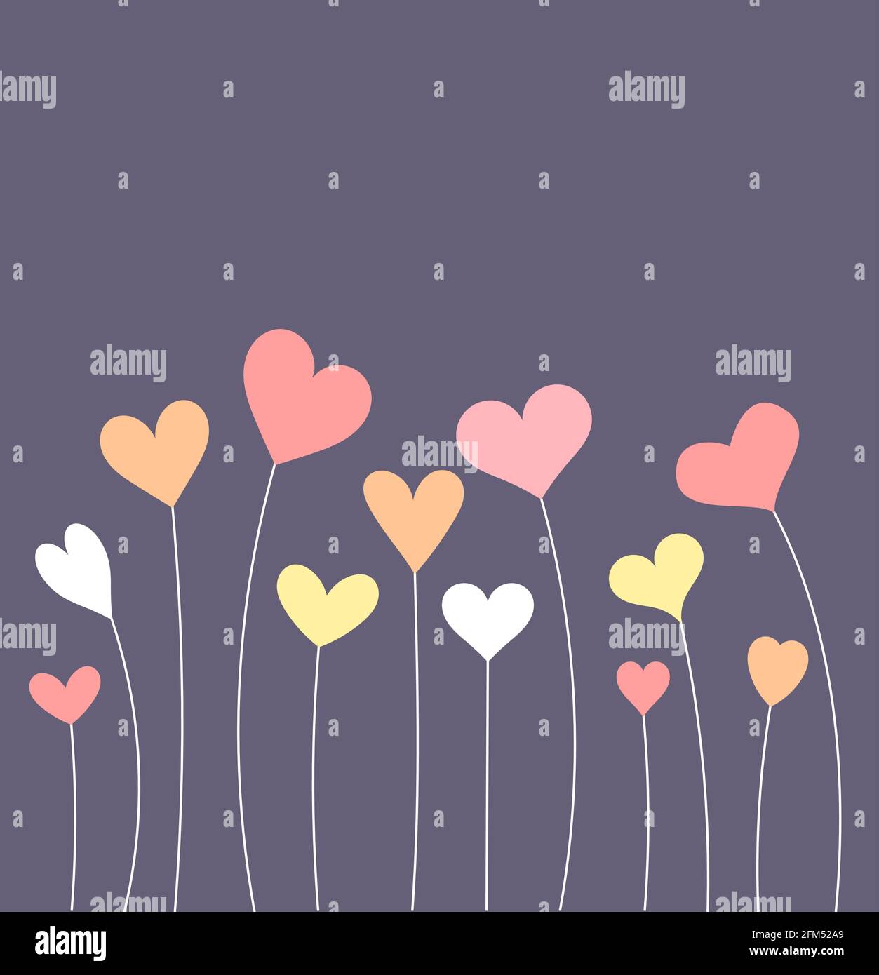 Cute pastel hearts Valentine card. Vector illustration Stock Vector ...
