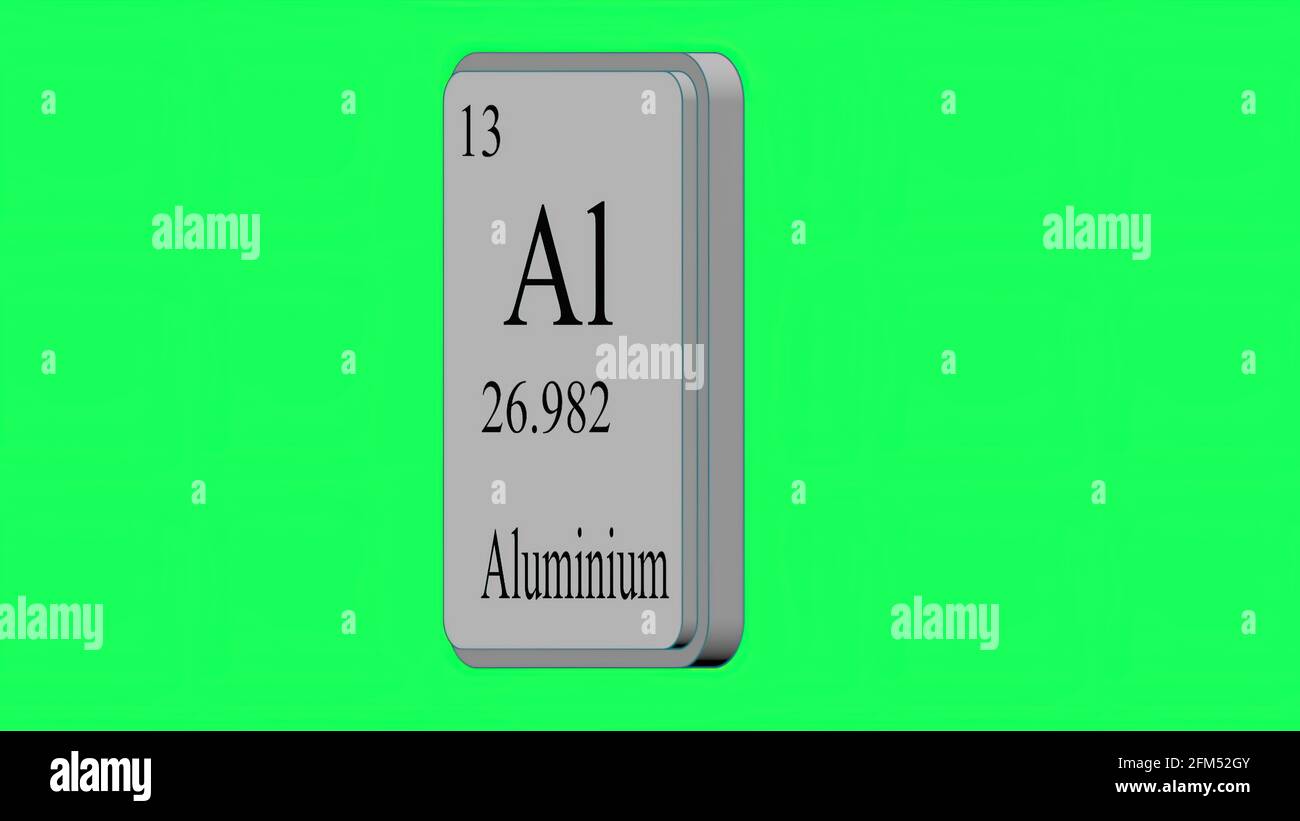 3D illustration - Aluminium. Element of the periodic table of the ...