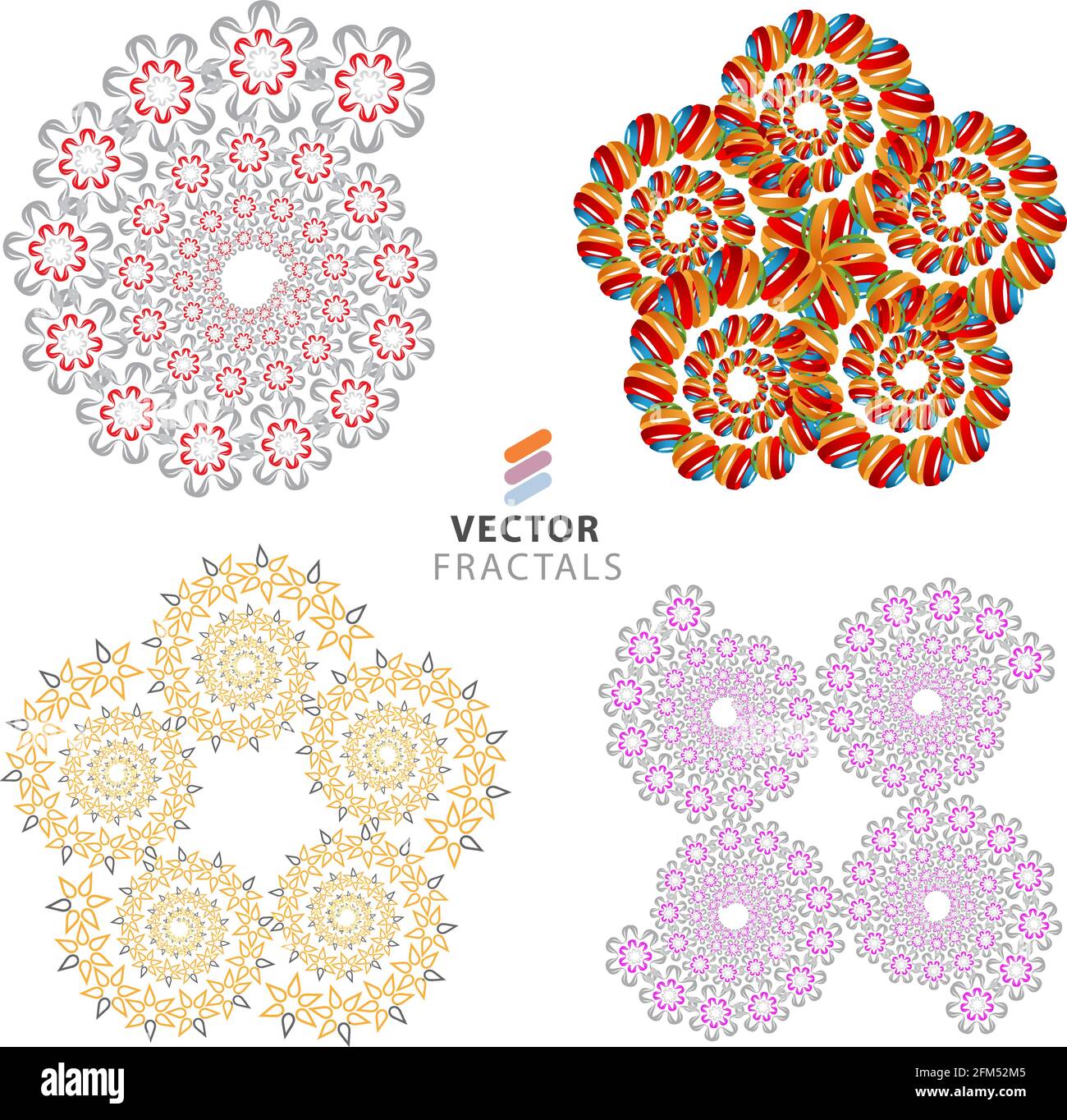 Vector colorful fractal flower creative design collection Stock Vector ...