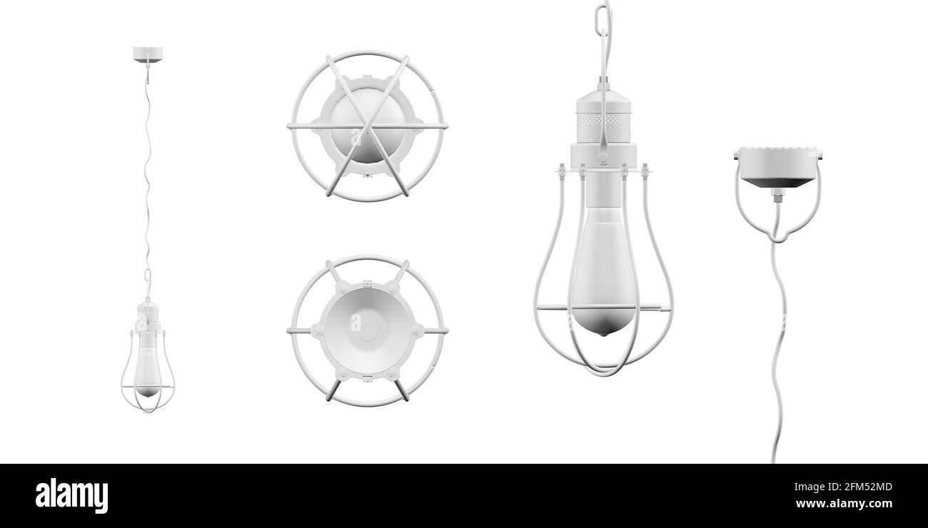 Ceiling lamp mockup on white background - copy space - 3D render Stock ...