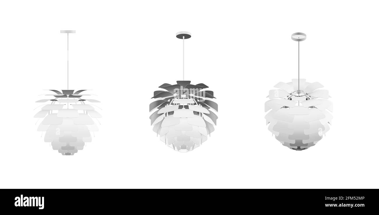 Ceiling lamp mockup on white background - copy space - 3D render Stock ...
